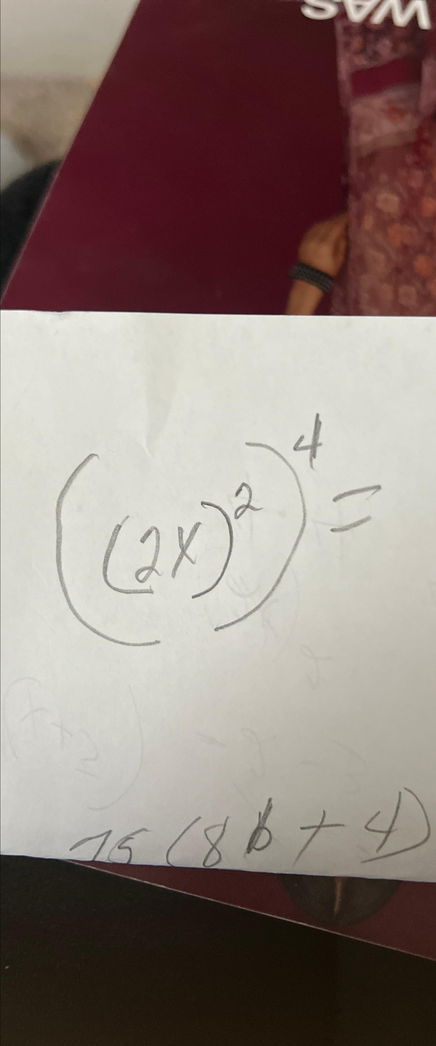 Solved ((2x)2)4= | Chegg.com