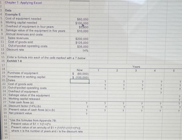 Solved Enter a formula into each of the cells marked with a | Chegg.com