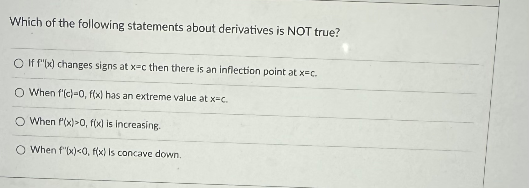 Solved Which of the following statements about derivatives | Chegg.com