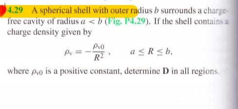 Solved 4.29 A spherical shell with outer radius b surrounds | Chegg.com