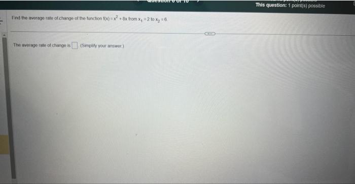 Solved Find the average rate of change of the function | Chegg.com
