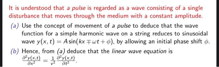 Solved It is understood that a pulse is regarded as a wave | Chegg.com