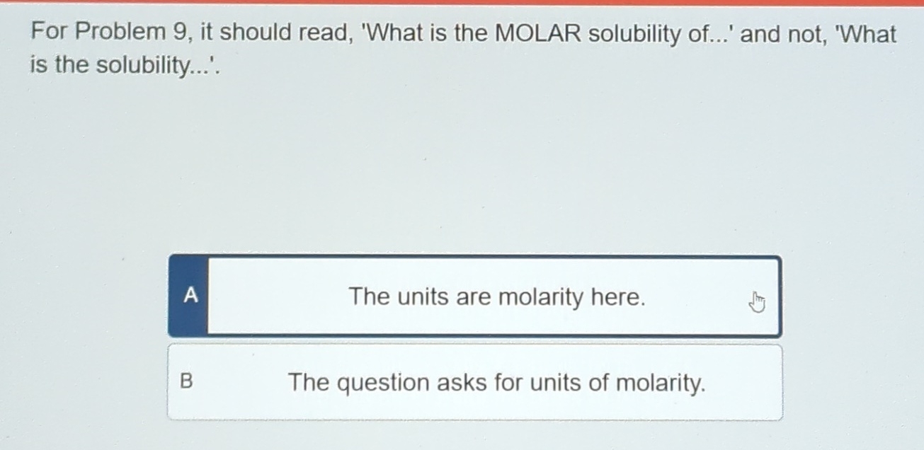 Solved For Problem 9, ﻿it should read, 'What is the MOLAR | Chegg.com