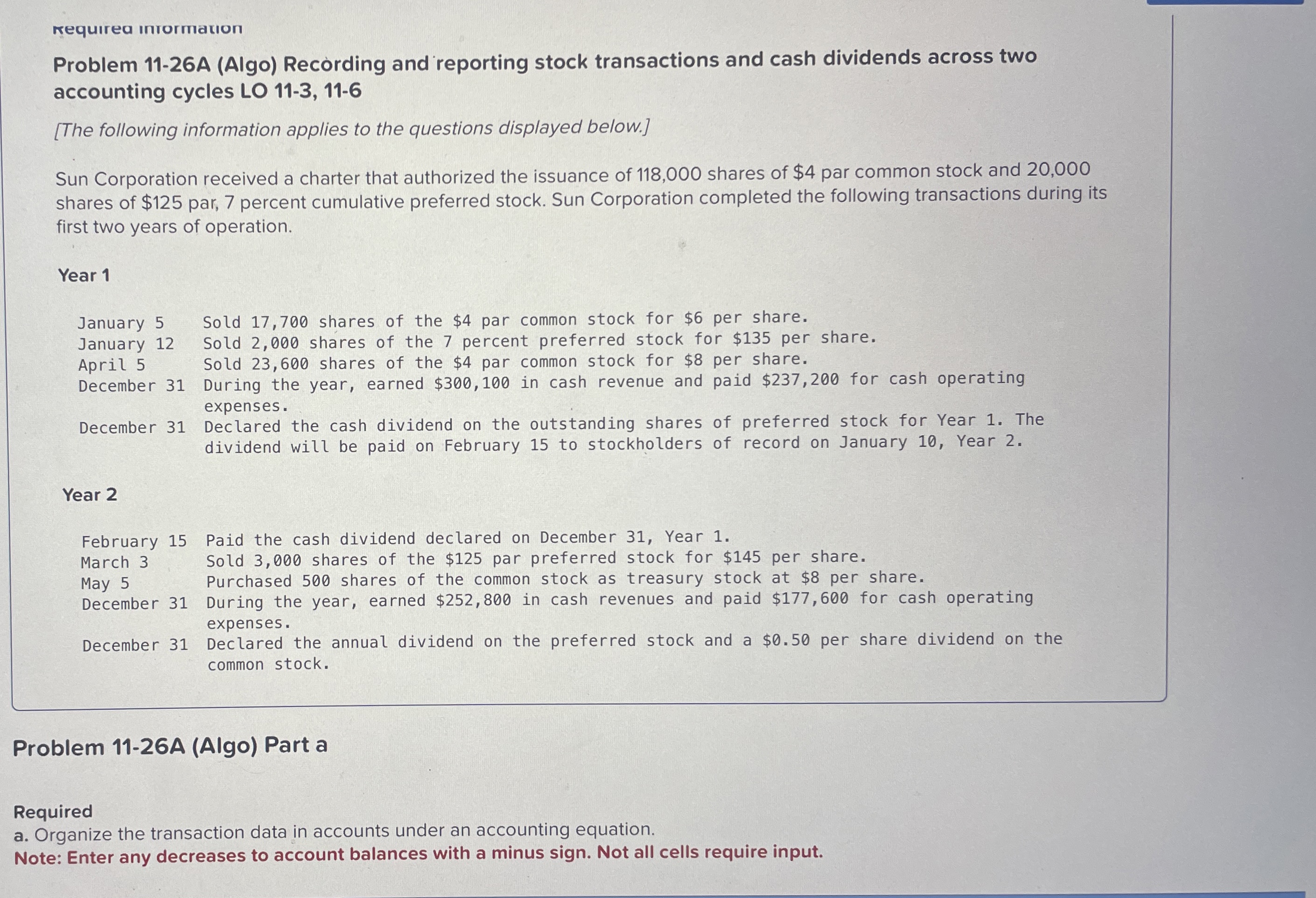 Solved Problem 11-26A (Algo) ﻿Recording and reporting stock | Chegg.com
