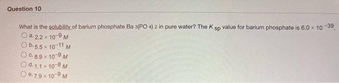 Solved What is the solubility of barium phosphate Ba3(PO4)2 | Chegg.com