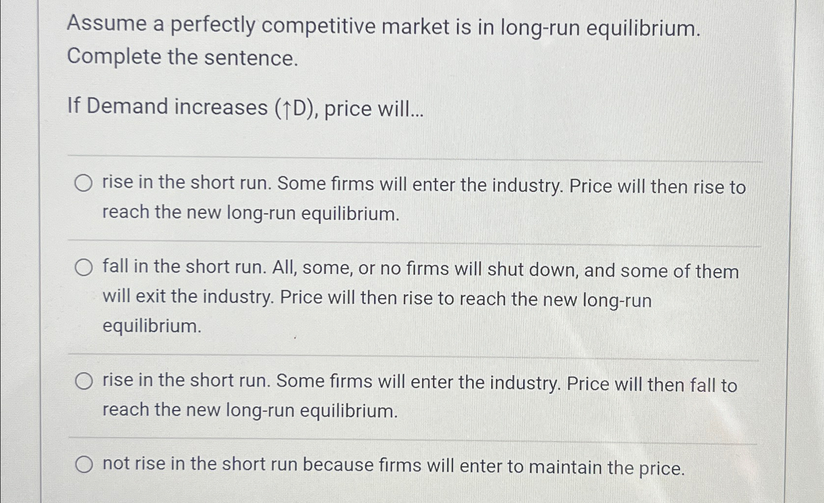 Solved Assume a perfectly competitive market is in long-run | Chegg.com