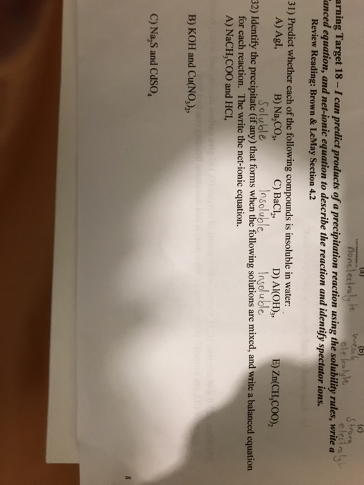 Solved (b) nonelectrol, le week arning Target 18 - I can | Chegg.com