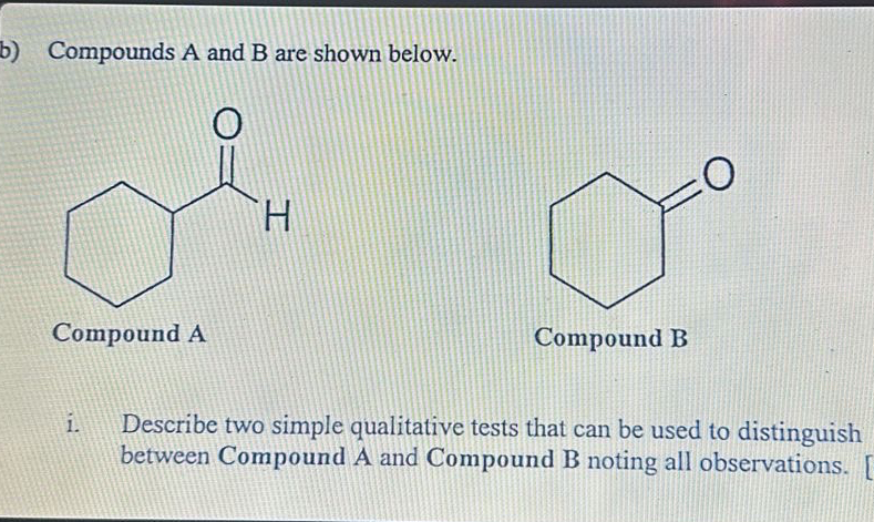 Solved Compounds A and B ﻿are shown below.i. ﻿Describe two | Chegg.com