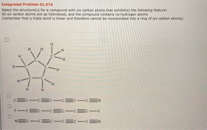 Solved Integrated Problem 01.67d Select the structure(s) for | Chegg.com
