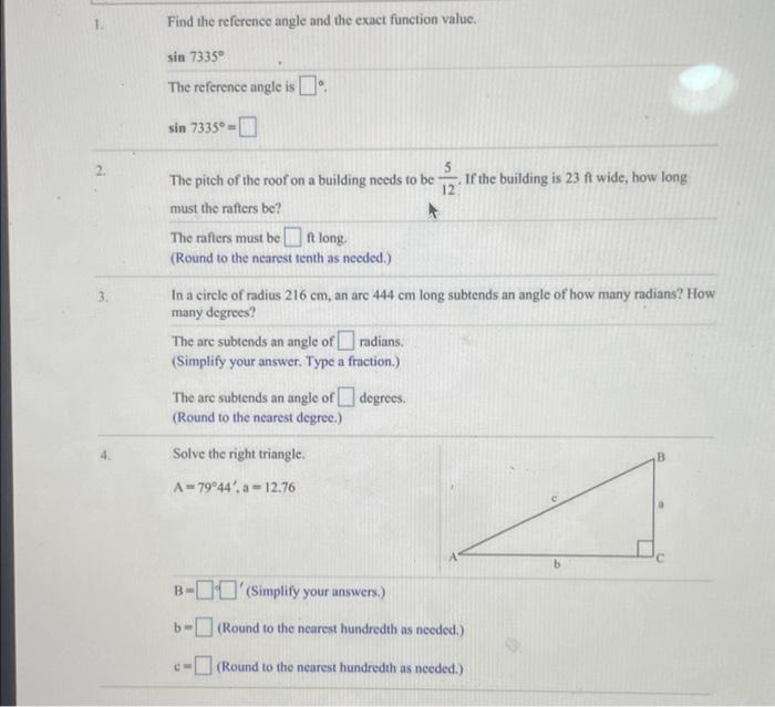 Solved Find the reference angle and the exact function | Chegg.com