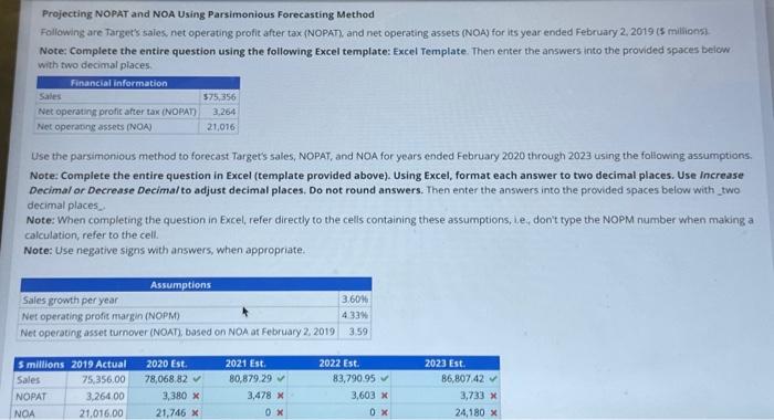 Solved Projecting NOPAT and NOA Using Parsimonious | Chegg.com