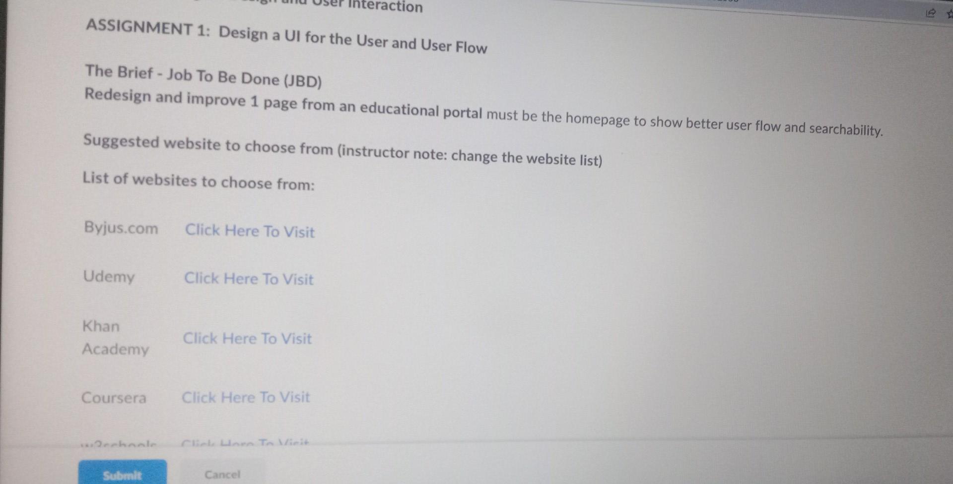 Solved ASSIGNMENT 1: Design a UI for the User and User Flow | Chegg.com