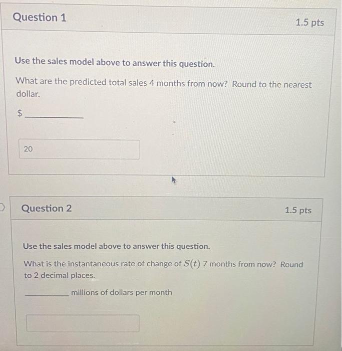 Solved A company's total sales (in millions of dollars) t | Chegg.com