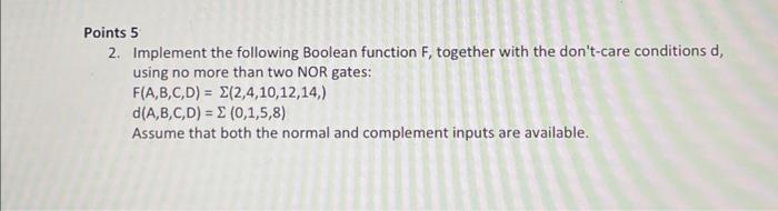 Solved oints 5 2. Implement the following Boolean function | Chegg.com