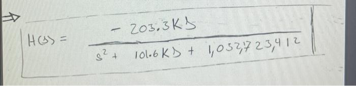 Solved Given the transfer function H(s) WITHOUT using matlab | Chegg.com