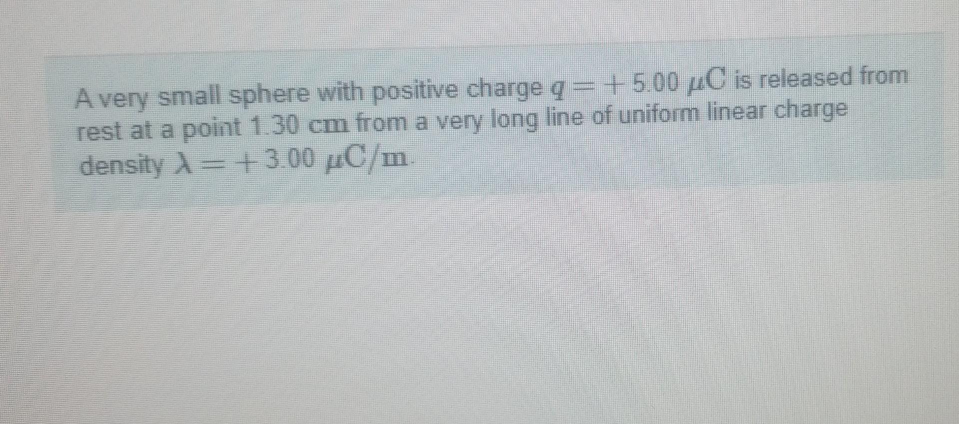 Solved A very small sphere with positive charge q=+5.00μC is | Chegg.com