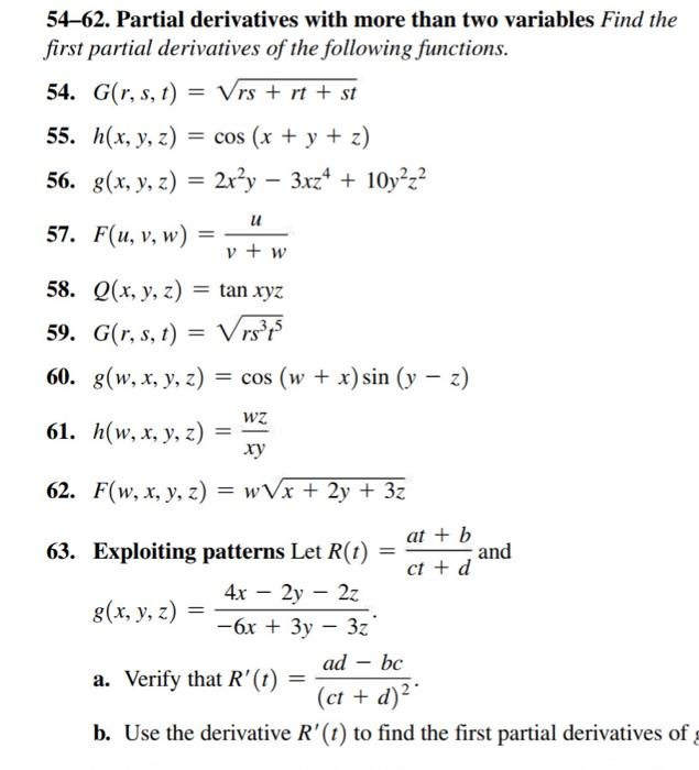 Solved 54-62. Partial derivatives with more than two | Chegg.com