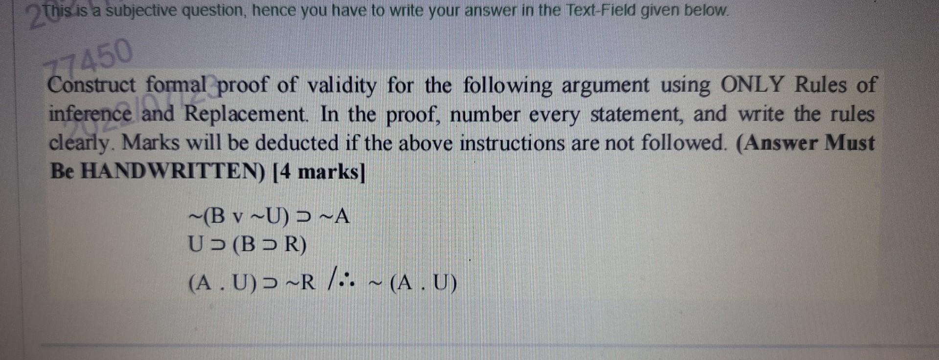 Solved Construct formal proof of validity for the following | Chegg.com