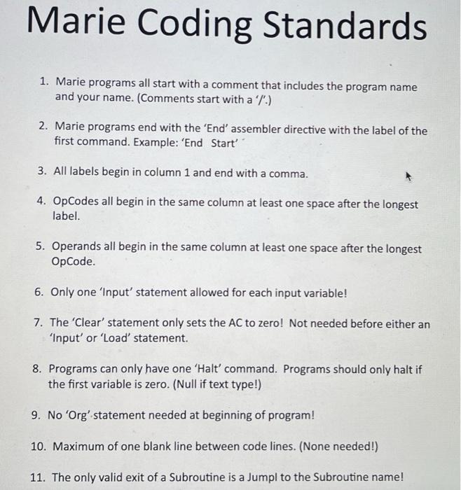 Solved Problem Solving - Simple Formula Write a Marie | Chegg.com