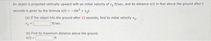 Solved An object is projected vertically upward with an | Chegg.com