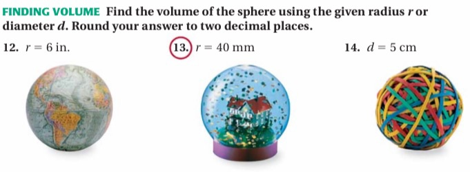 Solved FINDING VOLUME Find the volume of the sphere using | Chegg.com