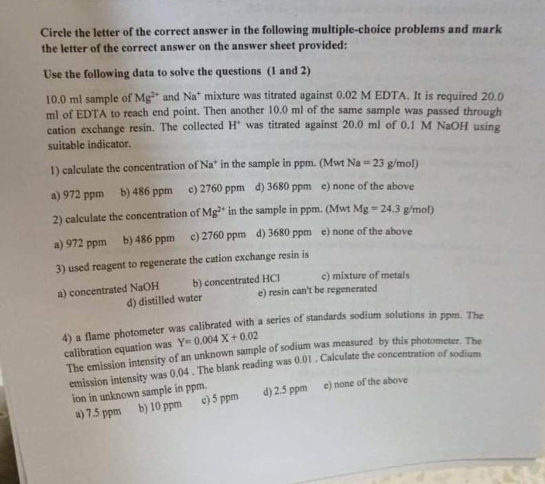 Solved 5) calculate the required mass of Na2CO3 to prepare | Chegg.com