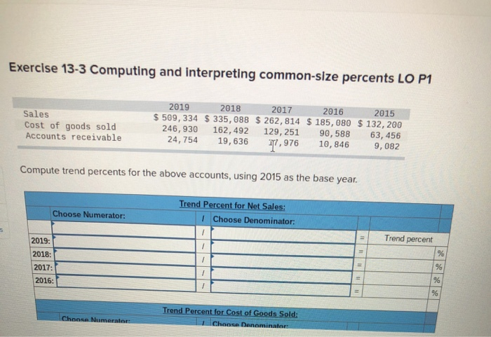Solved Exercise 13-3 Computing and interpreting common-size | Chegg.com