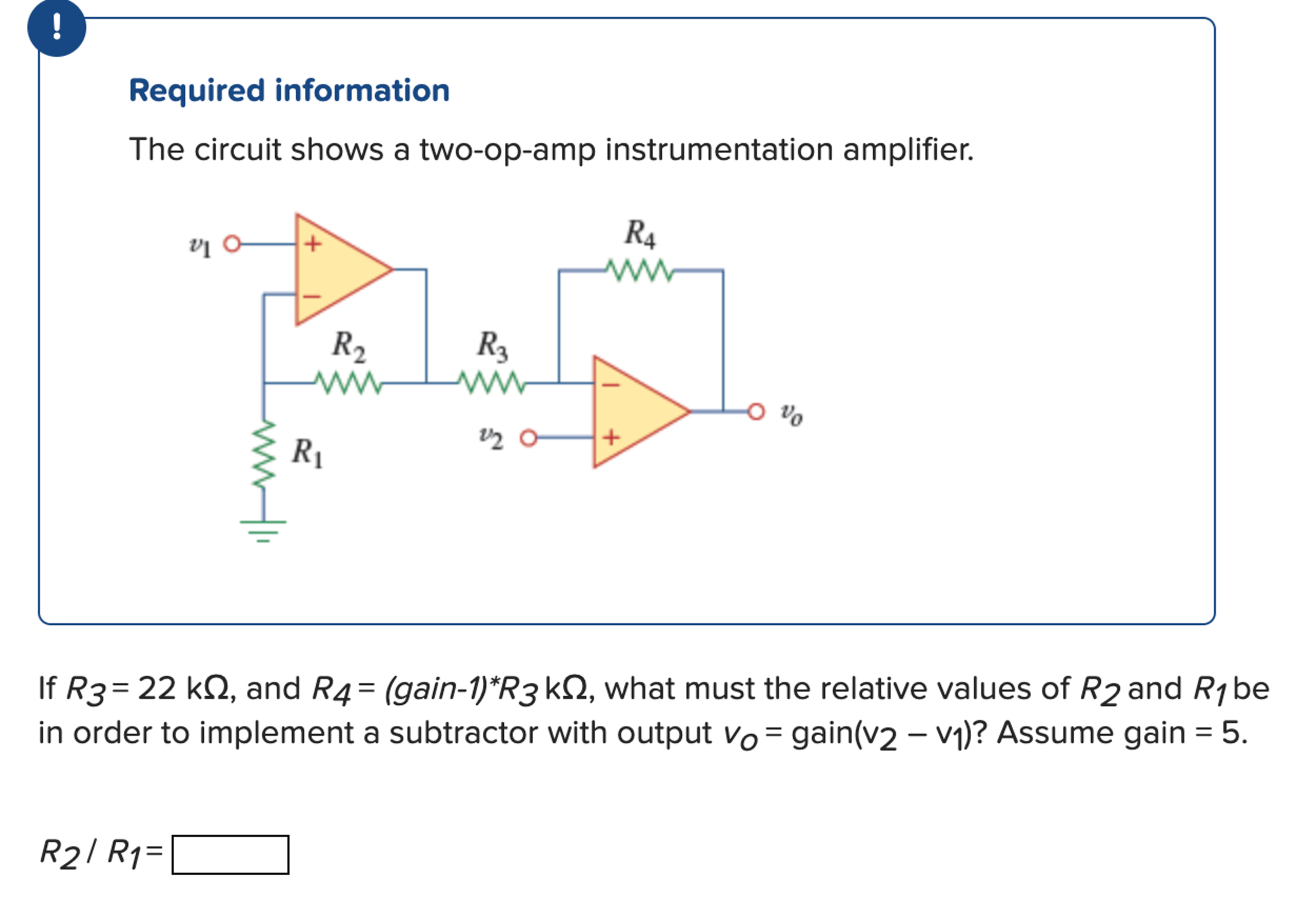 Solved Required informationThe circuit shows a two-op-amp | Chegg.com