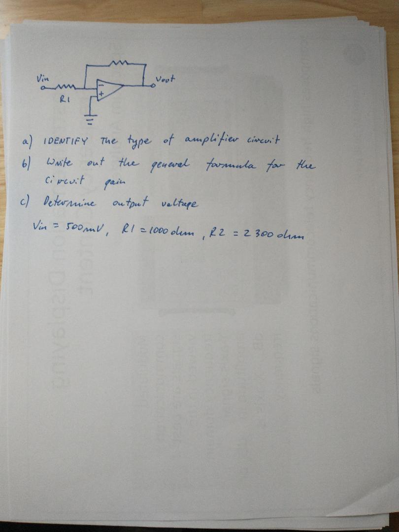 Solved a) ﻿IDENTIFY The type of amplifier cirrcuitb) ﻿Write | Chegg.com