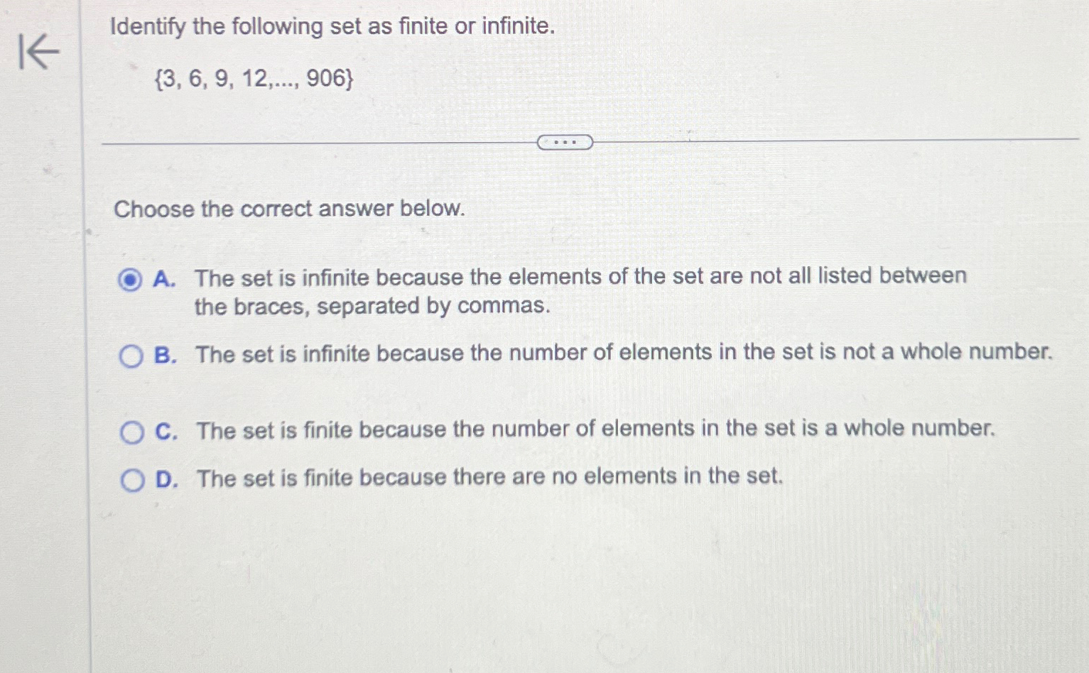 Solved Identify the following set as finite or | Chegg.com
