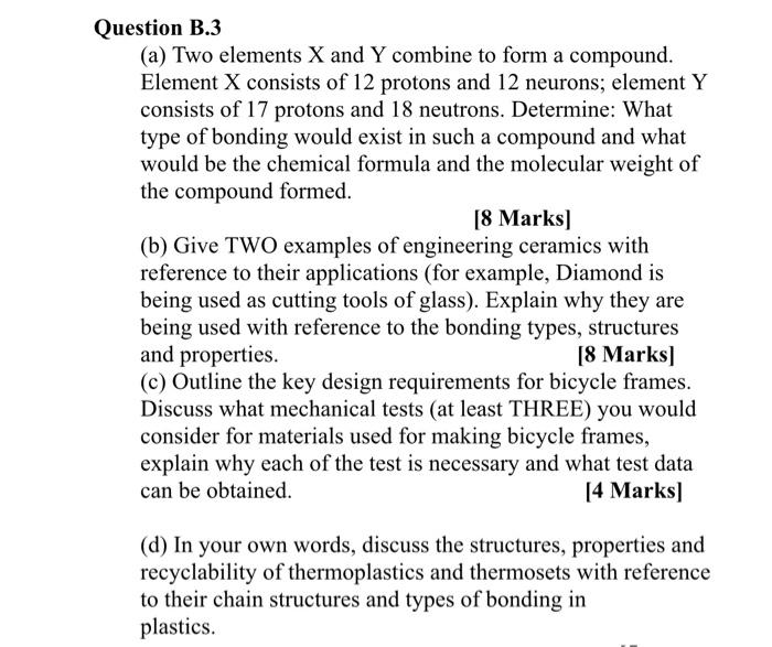 Solved (a) Two elements X and Y combine to form a compound. | Chegg.com