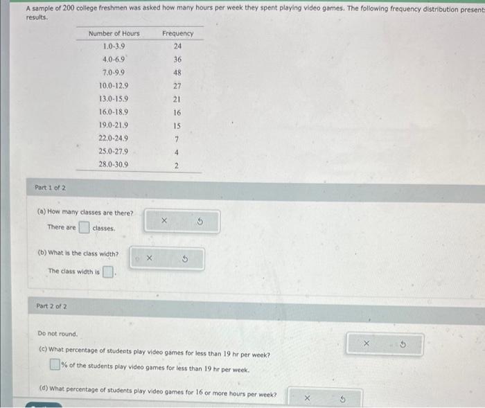 (a) How many classes are there? There are classes: | Chegg.com