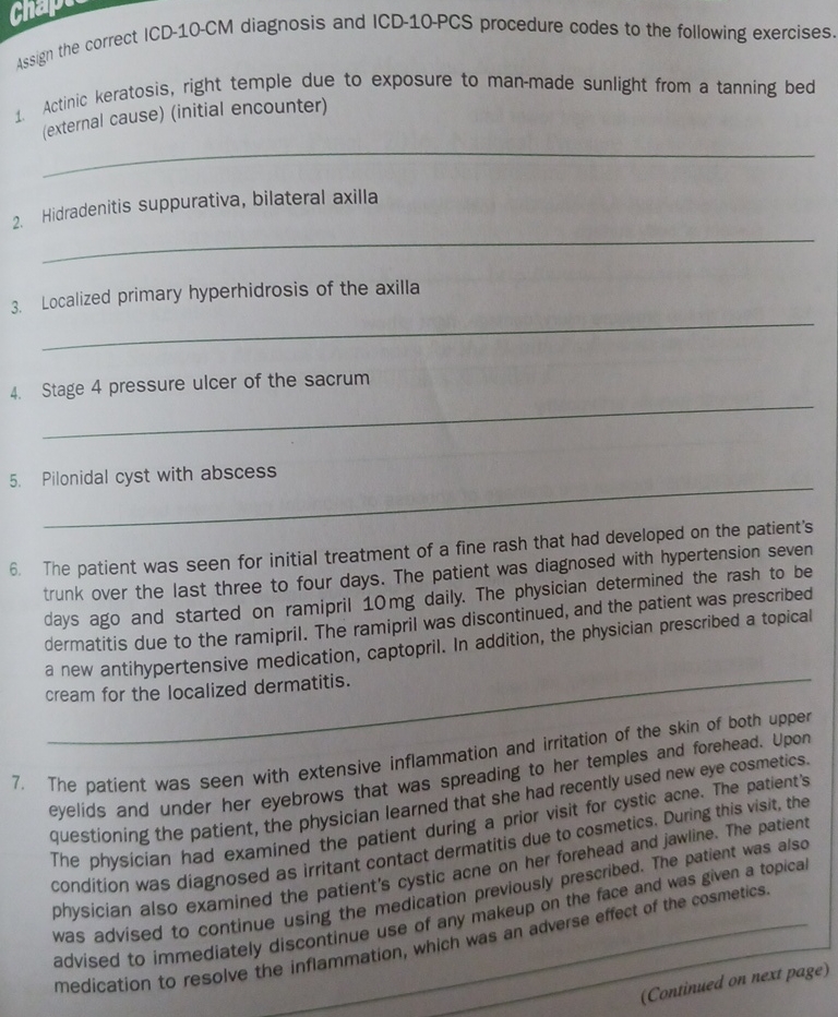 Solved ICD 10 ﻿codes for these diagnosesAssign the correct | Chegg.com