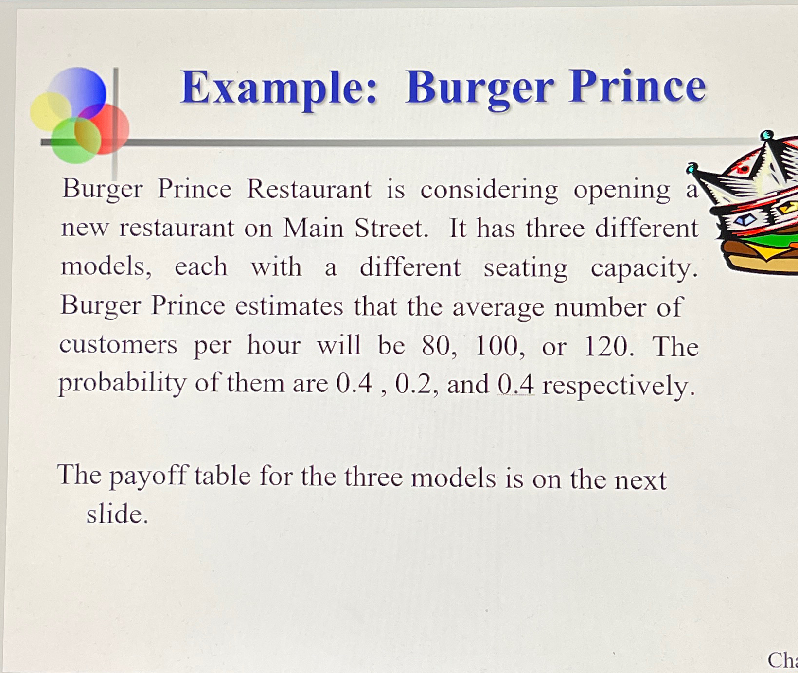 Solved Example: Burger PrinceBurger Prince Restaurant is | Chegg.com