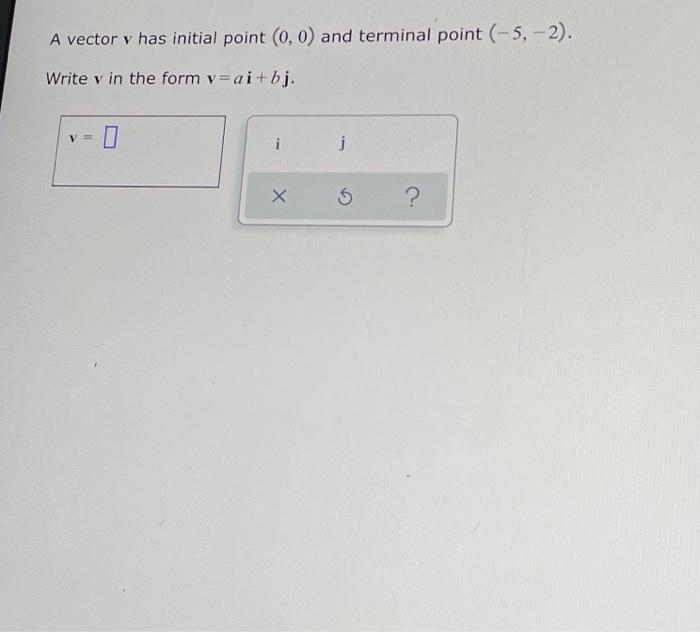 Solved A vector v has initial point (0,0) and terminal point | Chegg.com