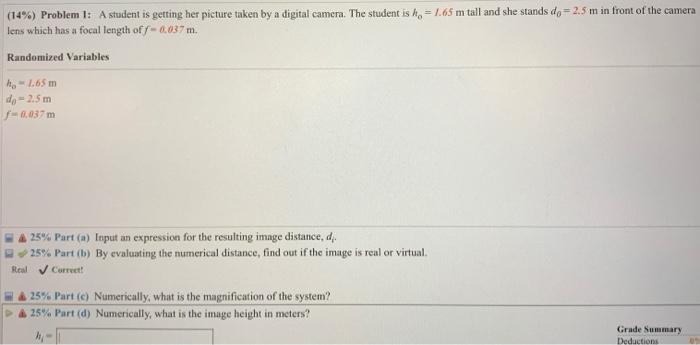 Solved (14\%) Problem 1: A student is getting her picture | Chegg.com