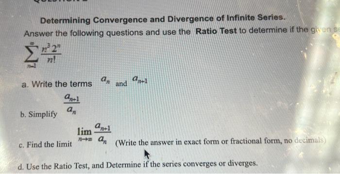 Solved Determining Convergence and Divergence of Infinite | Chegg.com