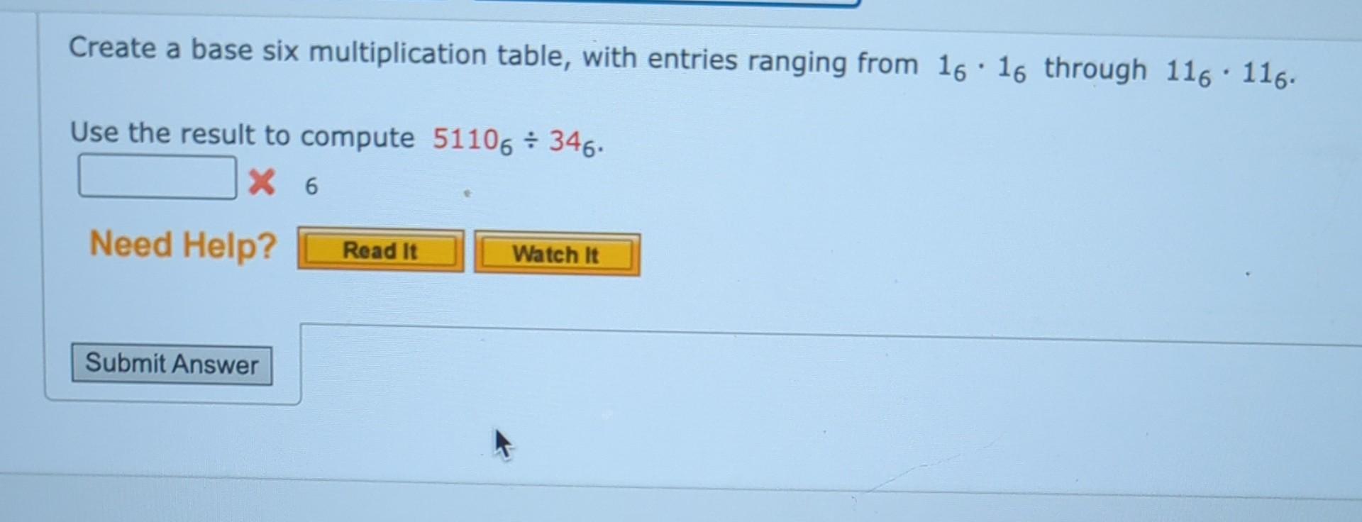 Solved Create a base six multiplication table, with entries | Chegg.com