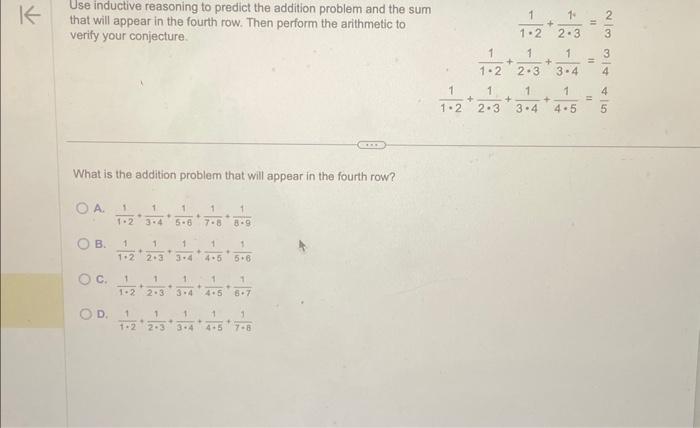 Solved Use inductive reasoning to predict the addition | Chegg.com