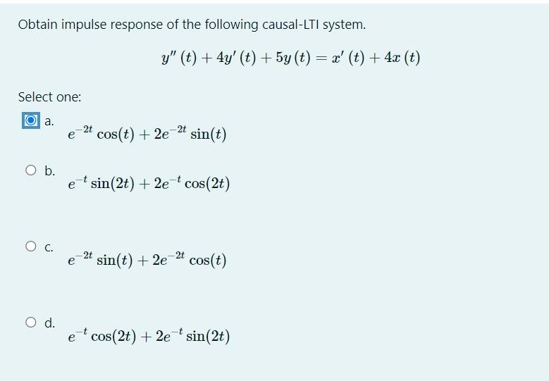 Solved Obtain impulse response of the following causal-LTI | Chegg.com