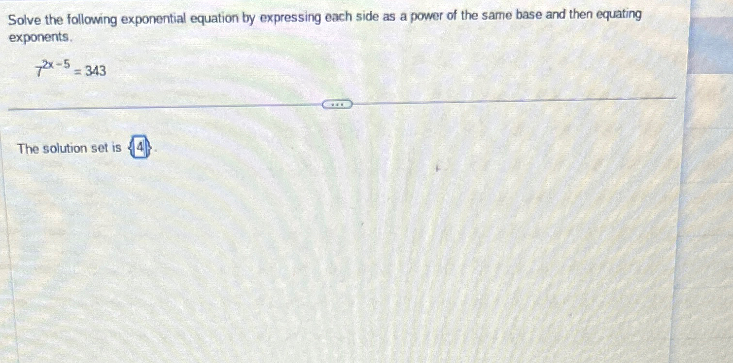 Solved Solve the following exponential equation by | Chegg.com