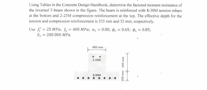 Solved Using Tables in the Concrete Design Handbook, | Chegg.com