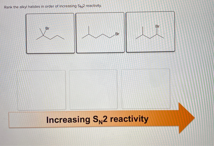 Solved Rank the alkyl halides in order of increasing SN2 | Chegg.com