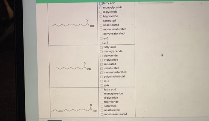 Solved он Tatty acid monoglyceride diglyceride triglyceride | Chegg.com