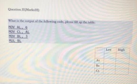 Solved Question 11 Marks 101: Write an ASCII code to SUB to | Chegg.com