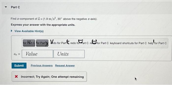 Solved Find x-component of a=(1.9 m/s2,30∘ above the | Chegg.com