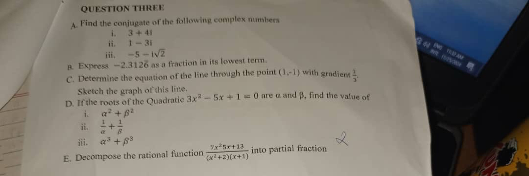 Solved QUESTION THREEA. ﻿Find the conjugate of the following | Chegg.com