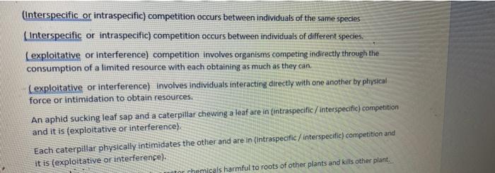 Solved (Interspecific or intraspecific) competition occurs | Chegg.com