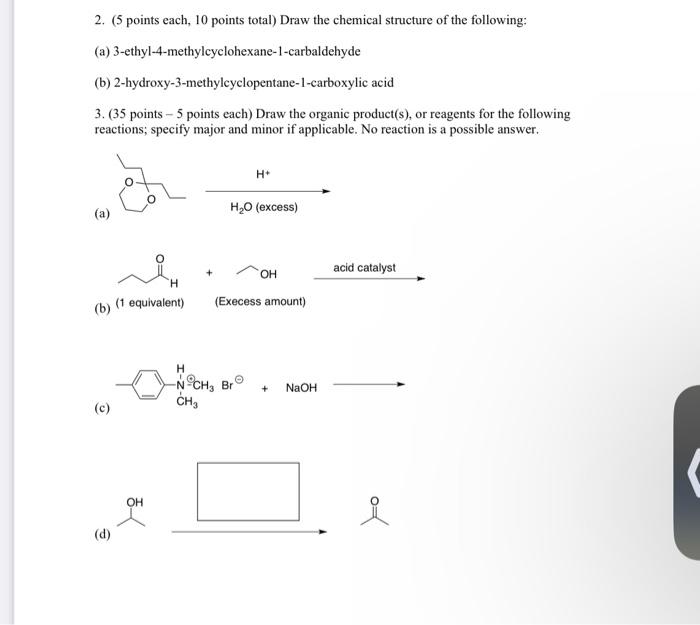 Solved 2. ( 5 points each, 10 points total) Draw the | Chegg.com