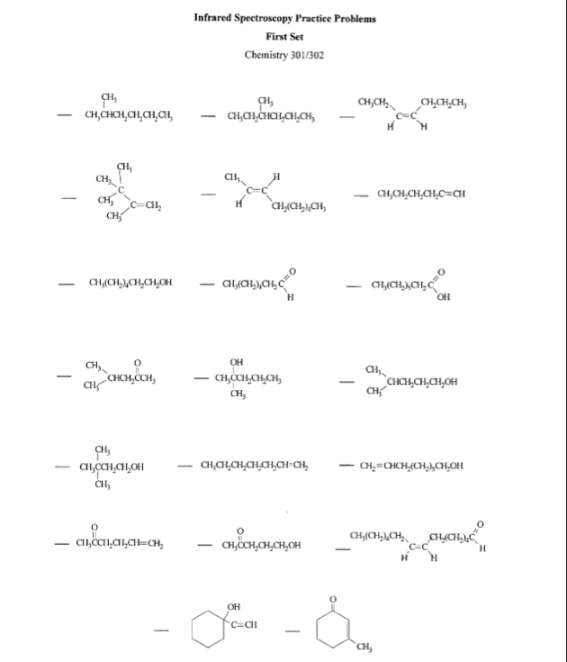 Infrared Spectroscopy Practice Problemsfirst 9255
